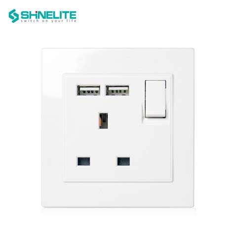 Shinelite Good Quality Socket With 2 Usb Wall Switch And Light Switch