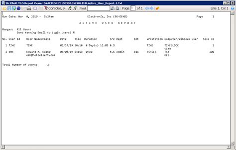 Feature Active User Report To Show Users Logged Into Elliott And
