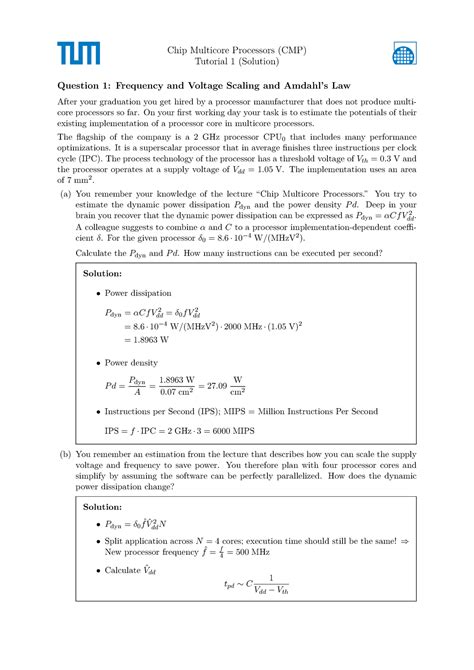 Tutorial 01 Solution Chip Multicore Processors Cmp Tutorial 1