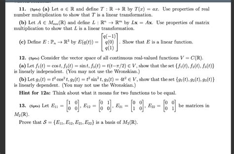 Solved 11 5pts A Let A E R And Define T R R By T X Chegg Com