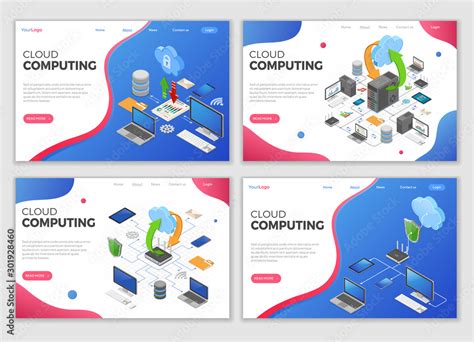 Isometric Cloud Computing Technology Templates Stock Vector Adobe Stock