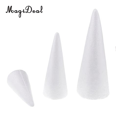 Magideal 3pcs Cone Shaped Styrofoam Foam Ornaments Grandado