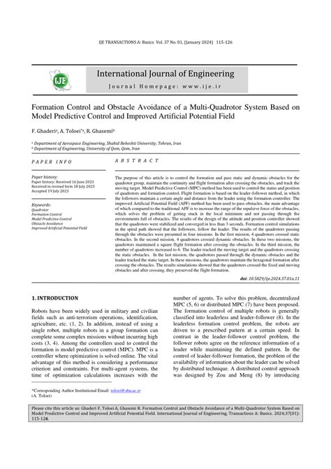 Pdf Formation Control And Obstacle Avoidance Of A Multi Quadrotor
