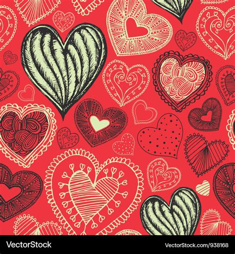 Vintage Love Doodle Pattern Royalty Free Vector Image