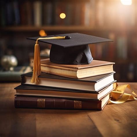 A Graduation Cap Hat On Top Of Stacked Books Stock Illustration