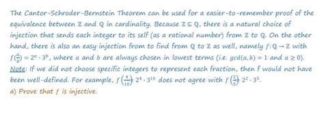 Solved The Cantor Schroder Bernstein Theorem Can Be Used For Chegg