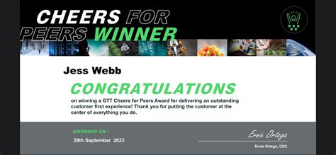 Jess Webb On Linkedin Gtt Recognition