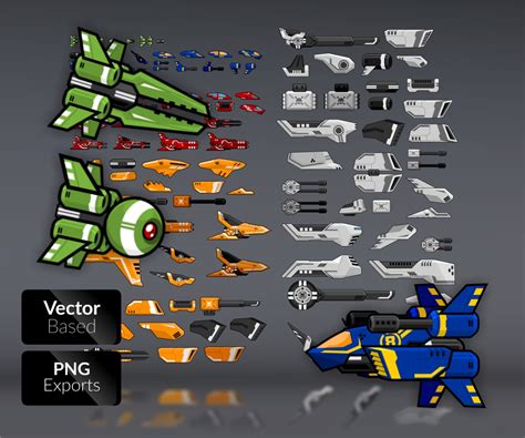 Space Shooter Creation Kit Side Scrolling Mode Game Art Partners