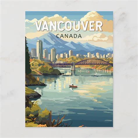 Vancouver Canada Travel Art Vintage Postcard Zazzle