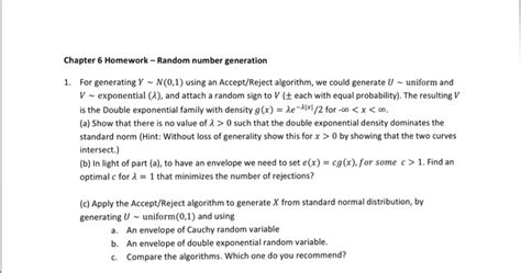 Solved For Generating Y ~ N0 1 Using An Acceptreject