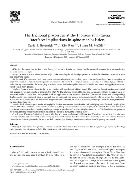 Pdf The Frictional Properties At The Thoracic Skin Fascia Interface Implications In Spine