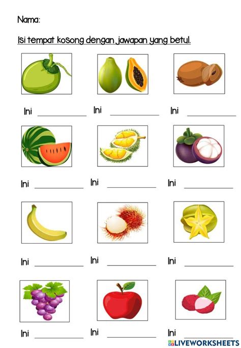 Buah Buahan Interactive Exercise Live Worksheets 60 Off
