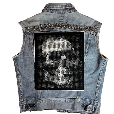 Binary Skull Back Patch Skull Patch Cyber Techno Cloth Patch