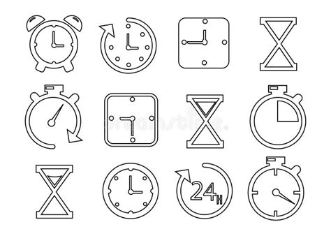 Simple Set Of Time Related Vector Line Icons Contains Such Icons As Timer Speed Alarm