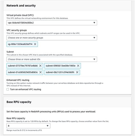 Redshift Serverless Create Workspace Fails With No Free Ip Address