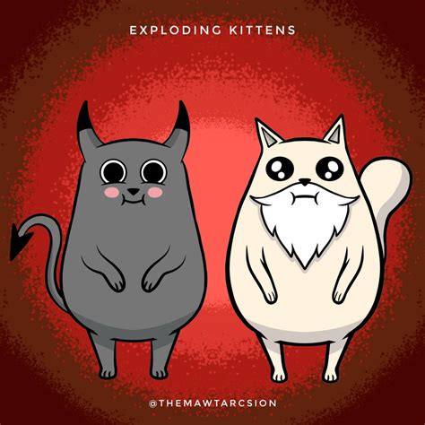 Exploding Kittens Godcat And Devilcat Chibi By Themawtarcsion On