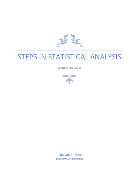 Pdf Steps In Statistical Analysis A Short Overview