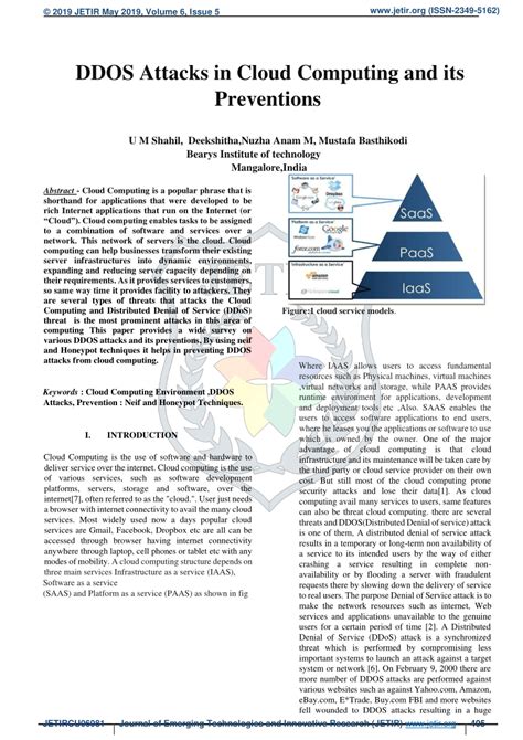 Pdf Ddos Attacks In Cloud Computing And Its Preventions