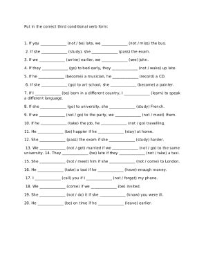 Third Conditional Pdf Third Conditionals Put In The Doc Template PdfFiller
