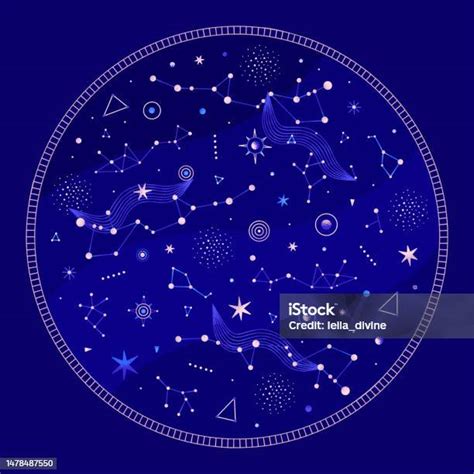 행성 별자리 별이있는 공간 라운드 구성 점성술 천문학을 주제로 한 벡터 그림 0명에 대한 스톡 벡터 아트 및 기타 이미지 0