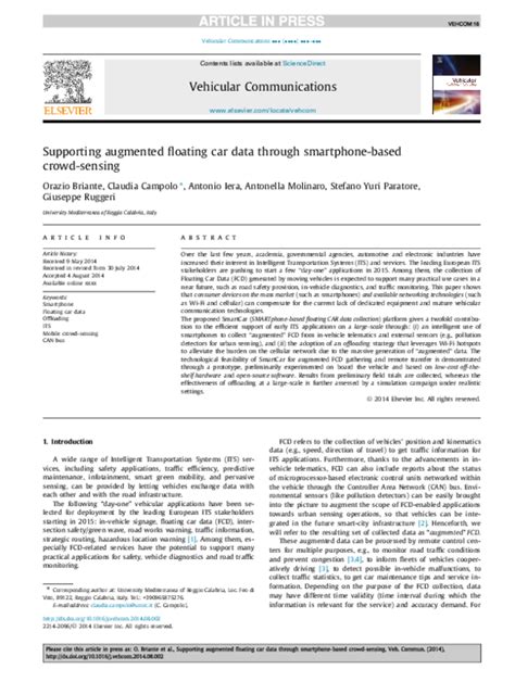 Pdf Supporting Augmented Floating Car Data Through Smartphone Based Crowd Sensing