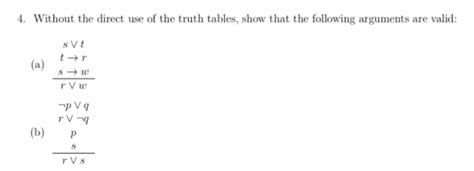 Solved 4 Without The Direct Use Of The Truth Tables Show