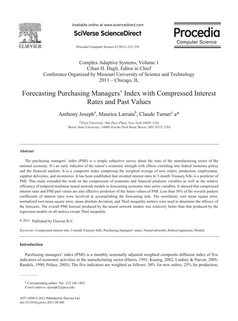 Pdf Forecasting Purchasing Managers Index With Compressed Interest Rates And Past Values