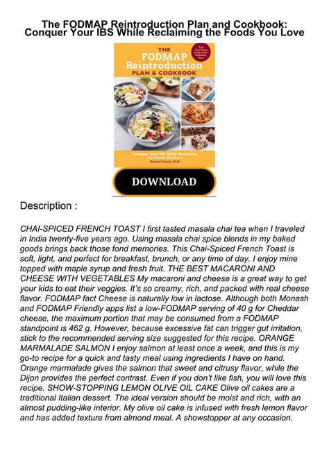 Read Pdf The Fodmap Reintroduction Plan And Cookbook Conquer Your Ibs While Reclaiming By