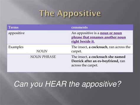 Ppt The Appositive Powerpoint Presentation Id5482791