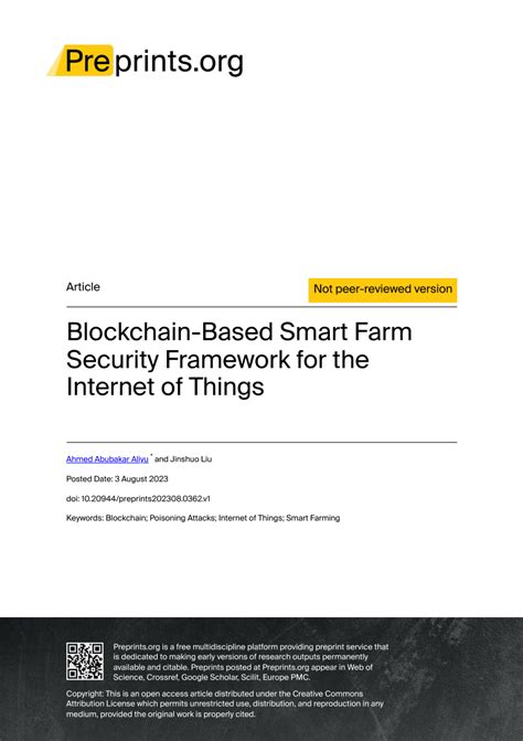PDF Blockchain Based Smart Farm Security Framework For The Internet Of Things