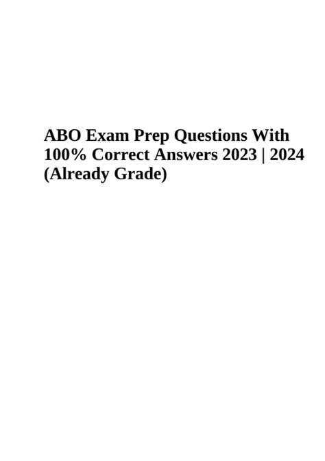 Abo Exam Prep Questions With Correct Answers 2023 Already Grade Abo Stuvia Us