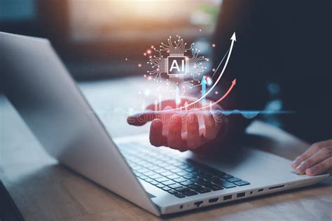 Ai Artificial Intelligence Growing Concept Businessman Hand Typing Keyboard Laptop Notebook