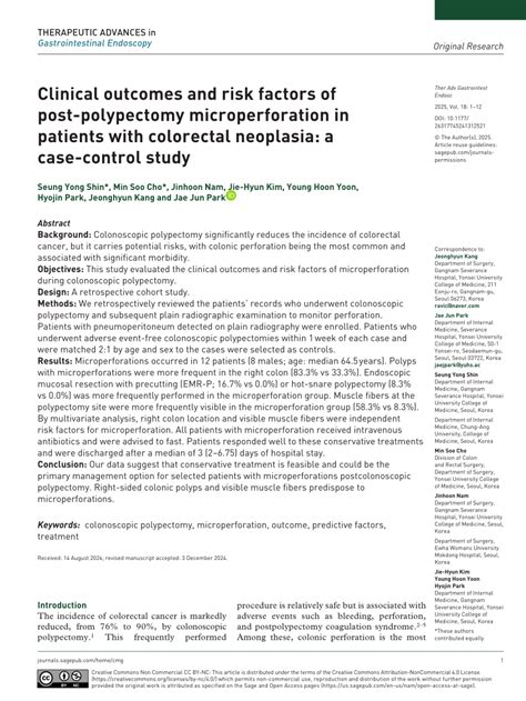 Pdf Clinical Outcomes And Risk Factors Of Post Polypectomy