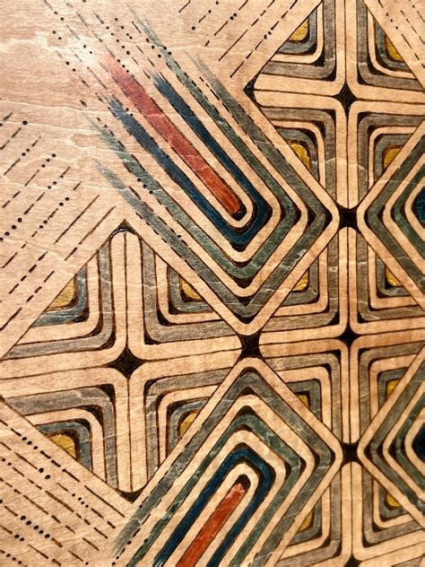 Handmade Mid Century Modern Geometric Pyrography Decor Etsy