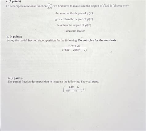 Solved A 2 ﻿pointsto Decompose A Rational Function