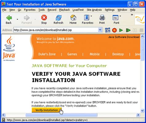 EValid Java JRE Version Verification