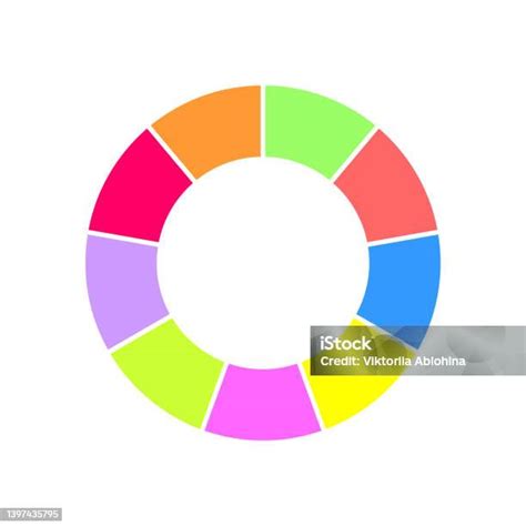 ドーナツ グラフを 9 等分単位で分割しますカラフルな円図インフォグラフィックホイールアイコン白い背景に分離された9つのセクションにカットされ