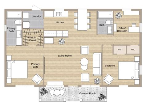 2 Bedroom 2 Bathroom 1100sqr Feet House Plan Small House House