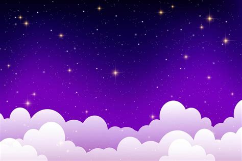 Purple Night Sky Moon And Stars Wallpaper