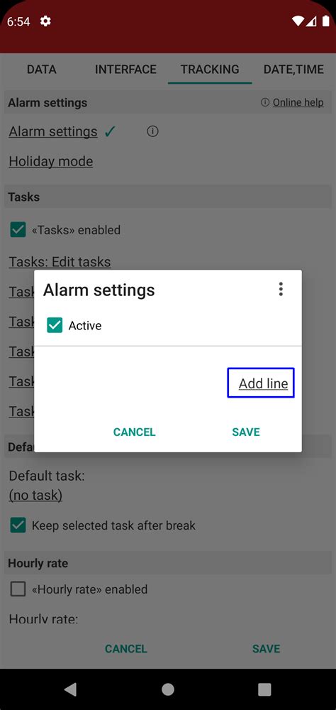 alarm notifications time recording