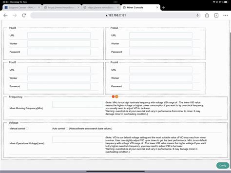 Cant Configure My Innosilicon A4 The Red And Orange Point In The