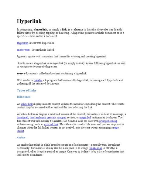 Hyperlink Hypertext Anchor Text Pdf Hyperlink World Wide Web