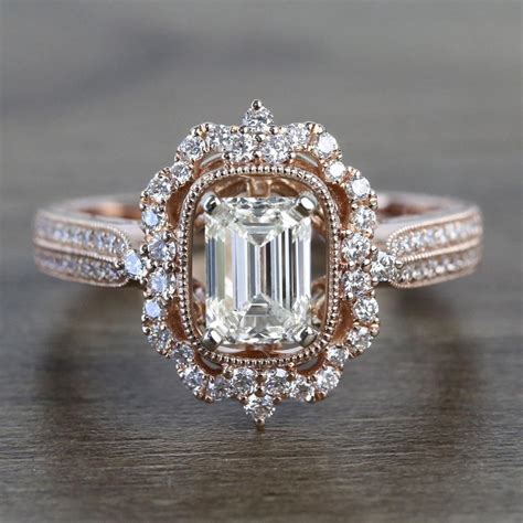 Rose Gold Emerald Cut Engagement Rings