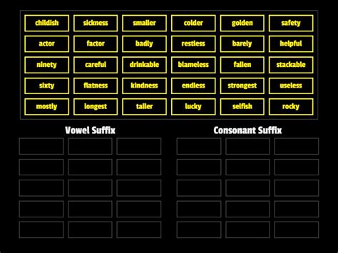 6 1 Vowel Vs Consonant Suffix Group Sort