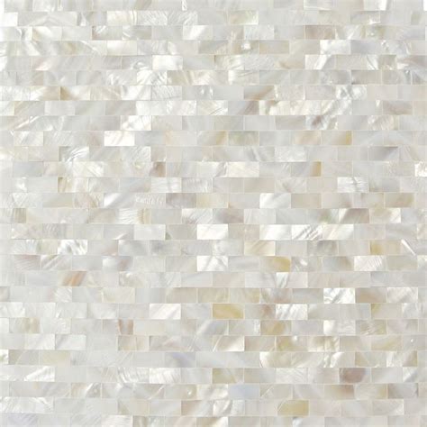 Shop 12 X 12 Serene White Bricks Groutless Polished Pearl Shell Glass