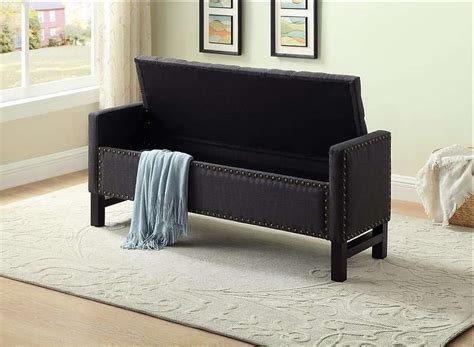 If 6403 Charcoal Fabric Storage Bench Homexpressions