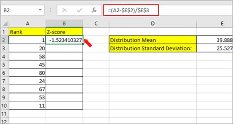 Finding Z Score In Microsoft Excel Formula For Calculting