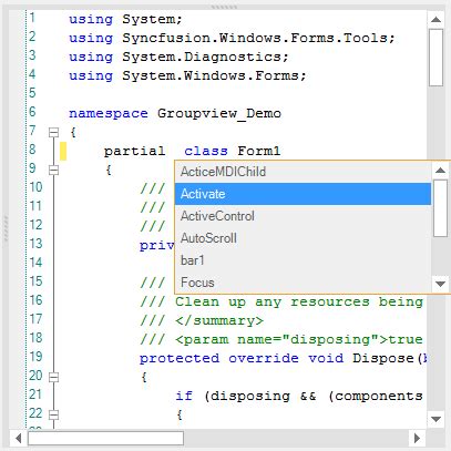 Style In Windows Forms Syntax Editor Control Syncfusion