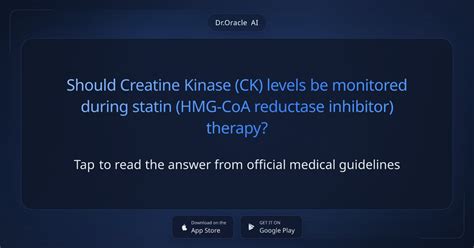 Should Creatine Kinase Ck Levels Be Monitored During Statin Hmg Coa Reductase Inhibitor Therapy