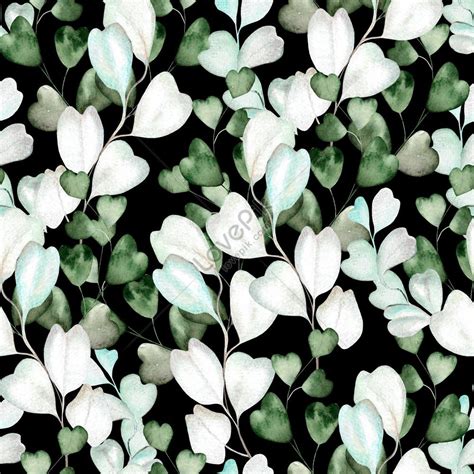 Watercolor Illustration Of Eucalyptus Leaves Pattern Picture And Hd